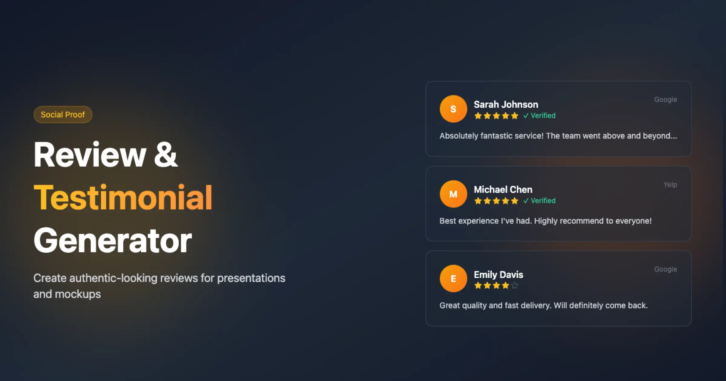 Review Mockup Generator | Create Google, App Store & Yelp Testimonial ...